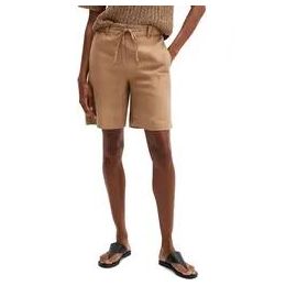Marc O'Polo Shorts MARC O'POLO "mit elastischem Tunnelzug-Bund", Damen, Gr. 32, Normalgr&ouml;&szlig;en, burnt braun, Obermaterial: 100% Leinen; Futter: 100% Baumwolle, unifarben, loose fit kurz, Hosen Shorts