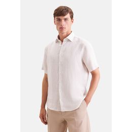 Leinenhemd Seidensticker "Schwarze Rose", Herren, Gr. S (38), normale &Auml;rmell&auml;ngen, beige, 100% Leinen, gestreift, tailored fit, Hemden, Shaped 1/2 Kentkragen Gestreift
