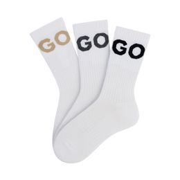Freizeitsocken HUGO UNDERWEAR "3P QS ICONIC CC 1", Herren, Gr. 39-42, natural 102, Baumwollmischung, elastisch, Socken, mit HUGO Logostickerei in Kontrastfarbe
