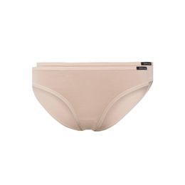 Slip Skiny "Slip 2er Pack", Damen, Gr. L, beige, Obermaterial: 96% Baumwolle CO. 4% Elasthan EL., Unterhosen Slip