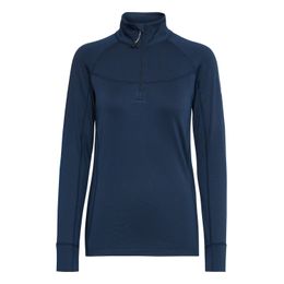 Longpullover North Bend "Longsleeve NBBela W", Damen, Gr. 36, blau (navy blazer), Obermaterial: 90% Polyester PES. 10% Elasthan EL., Sweatshirts Longpullover