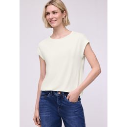 T-Shirt Street One, Damen, Gr. 34, sanftes wei&szlig;, Stoff, 95% Viskose, 5% Elasthan, unifarben, normal normal, U-Boot-Ausschnitt, B&uuml;ndchen, Shirts T-Shirt, mit U-Boot-Ausschnitt