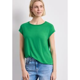 T-Shirt Street One, Damen, Gr. 34, ever gr&uuml;n, Stoff, 95% Viskose, 5% Elasthan, unifarben, normal normal, U-Boot-Ausschnitt, B&uuml;ndchen, Shirts T-Shirt, mit U-Boot-Ausschnitt