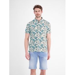 Poloshirt Lerros "Sommerliches Poloshirt mit angesagtem, floralem Printmuster", Herren, Gr. L, broken wei&szlig;, 97% Baumwolle, 3% Elasthan, ohne Ausschnitt, Shirts