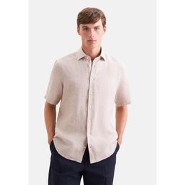 Leinenhemd Seidensticker "Schwarze Rose", Herren, Gr. S (38), normale &Auml;rmell&auml;ngen, beige, 100% Leinen, unifarben, tailored fit, Hemden, Shaped 1/2 Kentkragen Uni