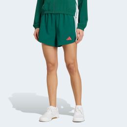 Shorts adidas Performance "WE 3S WVN SH", Damen, Gr. M, L&auml;nge 5, team dunkelgr&uuml;n, wei&szlig;, better scarlet, innenbeinl&auml;nge ca. 13 cm, Obermaterial: 100% Polyester, Hosen Shorts