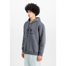 Hoodie Alpha Industries "Basic Hoodie BL", Herren, Gr. L, schwarz (grauschwarz, schwarz), Obermaterial: 80% Baumwolle, 20% Polyester, regular fit, Sweatshirts Hoodie