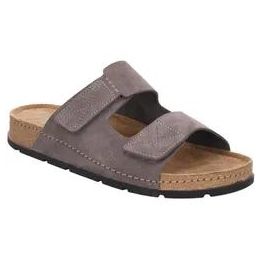 Pantolette Rohde "SOAVE", Herren, Gr. 42, grau, Veloursleder, unifarben, Basic, Schuhe Pantolette, Sommerschuh, Hausschuh, Klettschuh mit Softfu&szlig;bett