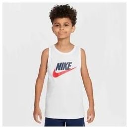 T-Shirt Nike SPORTSWEAR "K NSW TANK TEE", M&auml;dchen, Gr. M, wei&szlig;, obsidian, Obermaterial: 100% Baumwolle, normal, Rundhals, Shirts T-Shirt, &auml;rmelloses Design, Rundhalsausschnitt, ohne Verschluss, ohne Kragen