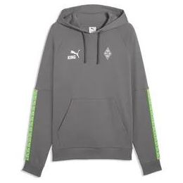 Hoodie Puma "Borussia M&ouml;nchengladbach FtblKING Hoodie Herren", Herren, Gr. L, flat medium gray gr&uuml;n, Obermaterial: 32% Polyester, 68% Baumwolle. Rippe: 97% Baumwolle, 3% Elasthan. Besatz: 100% Polyester, normal, Sweatshirts Hoodie