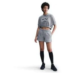 Shorts Nike SPORTSWEAR "W NSW PHNX FLC MR STD 4IN SHRT", Damen, Gr. XS, N-Gr, dk grau heat, Obermaterial: 80% Baumwolle, 20% Polyester, Hosen Shorts, aus Fleece, mit verl&auml;ngerter Kordelzug, sportlicher Stil