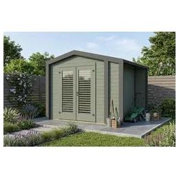 Gartenhaus Weka "Killarney", gr&uuml;ngrau, anthrazit, ohne Fu&szlig;boden, ohne Dacheindeckung, Massivholz, Gartenh&auml;user, Gartenhaus, Doppelt&uuml;r mit Lamellen