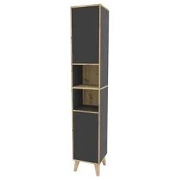 Hochschrank Welltime "Morena", basalt grau mit artisan eiche, B:35cm H:195cm T:32,5cm, ABS-Kunststoff, Holzwerkstoff, Schr&auml;nke, Hochschrank