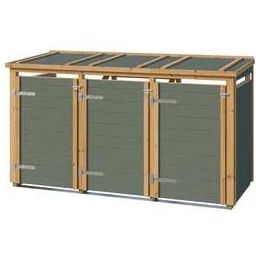M&uuml;lltonnenbox Weka "Killarney", gr&uuml;ngrau eiche hell, B:230cm H:127cm T:92cm, Massivholz, Aufbewahrungsboxen, Metall pulverbeschichtet, f&uuml;r 3 M&uuml;lltonnen, BxTxH: 230x92x127 cm