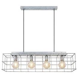 Globo LIGHTING H&auml;ngeleuchte "MERRIL", silberfarben, 4, H: 150cm, 1 Stk., Leuchten, Zinkfarbene H&auml;ngeleuchte mit K&auml;fig aus Betonstahl-Gitter, H&auml;ngeleuchte