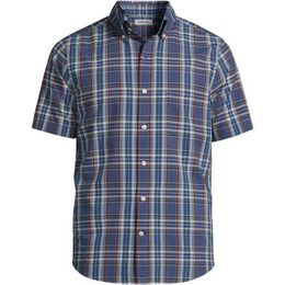 LANDS' END Madras-Kurzarmhemd, Classic Fit, Herren,  Blau, Baumwolle, by Lands' End