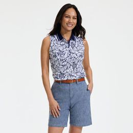 LANDS' END &Auml;rmelloses Supima-Poloshirt, Damen,  Blau, Baumwolle, by Lands' End