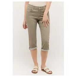 Caprijeans Angels "CICI TURN UP", Damen, Gr. 38, N-Gr, light khaki used, Denim/Jeans, Obermaterial: 89% Baumwolle, 8% Polyester, 3% Elasthan, unifarben, slim fit kniebedeckend, Jeans, mit Stretch und Aufschlag
