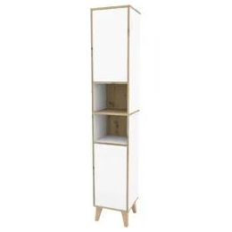 Hochschrank Welltime "Morena", wei&szlig; mit artisan eiche, B:35cm H:195cm T:32,5cm, ABS-Kunststoff, Holzwerkstoff, Schr&auml;nke, Hochschrank