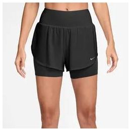 Laufshorts Nike "W NK TEMPO FLW MSH DF 2N1 SHRT", Damen, Gr. XL, N-Gr, schwarz, reflect, Obermaterial: 86% Polyester, 14% Elasthan, Hosen, aus elastischem Mesh-Material, mit Dri-FIT Technologie