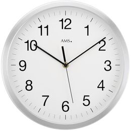 Funkwanduhr AMS "F5541", silber (silberfarben), Wanduhren, B/H/L: 5cm, Quarz,Metall,Glas,Wohnzimmer,Esszimmer,K&uuml;che,Arbeitszimmer,B&uuml;ro,Flur