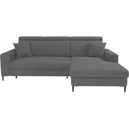 Ecksofa TRENDS BY HG "Nizza", b627 glow 19 anthrazit, B:250cm H:104cm T:166cm, 92% Polyester;8% Nylon, Sofas, Ecksofa, Schlaffunktion + Bettkasten