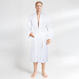 Herrenbademantel HAMMETEX "hergestellt aus 100% Baumwolle &ndash; 380 g/m&sup2; Frottee, mit Taschen" Gr. L, wei&szlig;, L, Baumwolle, Hausm&auml;ntel, saugf&auml;hig & Weich