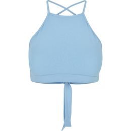 Tanktop Urban Classics "Urban Classics Damen Ladies Triangle Top", Damen, Gr. S, balticblau, 95% Baumwolle, 5% Elasthan, unifarben, slim fit, Tops Tanktop