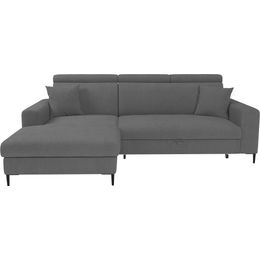 Ecksofa TRENDS BY HG "Nizza", b627 glow 19 anthrazit, B:250cm H:104cm T:166cm, 92% Polyester;8% Nylon, Sofas, Ecksofa, Schlaffunktion + Bettkasten