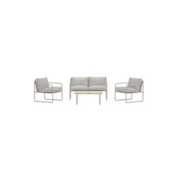 Gartenlounge-Set VENTURE HOME "Thassos, gro&szlig;z&uuml;giges Outdoor-Set f&uuml;r hohen Sitzkomfort", grau, grau, grau, B:128cm H:72cm T:90cm, Glas, Polyester, Stahl, Sitzm&ouml;bel-Sets, Loungem&ouml;bel mit Stoffbezug, angenehm, weich