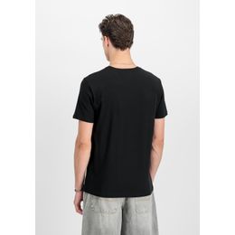 T-Shirt Alpha Industries "Basic T-Shirt BL Foil Print", Herren, Gr. XXL, schwarz (schwarz, metalsilber), Obermaterial: 100% Baumwolle, Shirts T-Shirt
