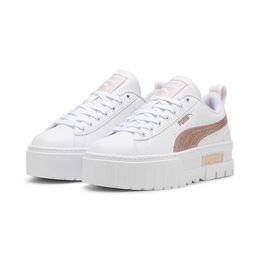 Sneaker Puma "Mayze Glitter Sneakers M&auml;dchen", M&auml;dchen, Gr. 35,5, rosa (wei&szlig; rose gold metallic), Obermaterial: Synthetik, Textil. Futter: Textil. Innensohle: Textil. Laufsohle: TR (Thermoplastischer Gummi), Schuhe Sneaker