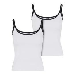 Tanktop Urban Classics "Urban Classics Ladies Contrast Basic Top 2-Pack", Damen, Gr. 3XL, wei&szlig;, schwarz, wei&szlig;, schwarz, 95% Baumwolle, 5% Elasthan, unifarben, normal, Tops Tanktop