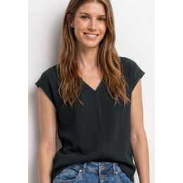 T-Shirt Street One, Damen, Gr. 34, deep bound gr&uuml;n, Stoff, Vorderteil: 77% Polyester, 20% Viskose, 3% Elasthan. R&uuml;ckseite: 95% Viskose, 5% Elasthan, unifarben, comfort fit normal, V-Ausschnitt, normaler Saum, Shirts T-Shirt, mit V-Ausschnitt