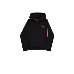Hoodie Alpha Industries "Backprint Hoodie Camo Print", Herren, Gr. XXL, schwarz (schwarz, woodland), Obermaterial: 80% Baumwolle, 20% Polyester, regular fit, Sweatshirts Hoodie