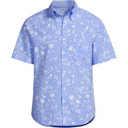LANDS' END Seersucker-Kurzarmhemd, Classic Fit,, Herren,  Blau, Baumwolle, by Lands' End