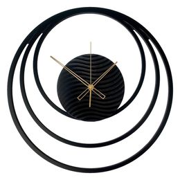 Wanduhr -, Schwarz, Gold, Holz, Metall, Kunststoff, Fsc, Made in EU, Dekoration, Uhren, Wanduhren