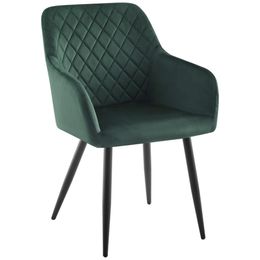 Ti`me Ti'me Armlehnstuhl, Schwarz, Dunkelgr&uuml;n, Metall, Textil, Rundrohr, 57x84.5x59 cm, Esszimmer, St&uuml;hle, Esszimmerst&uuml;hle, Armlehnenst&uuml;hle