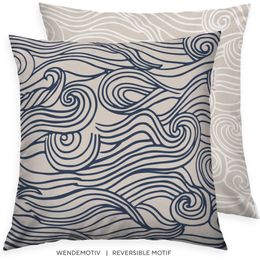 Kissenbez&uuml;ge Tom Tailor HOME "WAVES", schwarznavy, sunnysand, sanftes wei&szlig;, B:40cm H:0,5cm L:40cm, Renforc&eacute;, Obermaterial: 100% Baumwolle, Kissenbez&uuml;ge, new bedroom, gewebtes Label