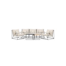 Gartenlounge-Set VENTURE HOME "Palazzo, gro&szlig;z&uuml;giges Outdoor-Set f&uuml;r hohen Sitzkomfort", beige, beige, schwarz, B:210cm H:74cm T:84cm, Polyester, Stahl, Sitzm&ouml;bel-Sets, Loungem&ouml;bel mit Stoffbezug, angenehm, weich