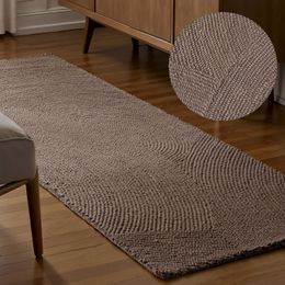 Wollteppich Hanse Home "Calmio, auch als L&auml;ufer und in rund", grau (taupe), B:80cm H:18mm L:300cm, Wolle, Teppiche, Handgetuftet, Wolle, Natur, Wohnzimmer, Schlafzimmer, Skandi, Hygge