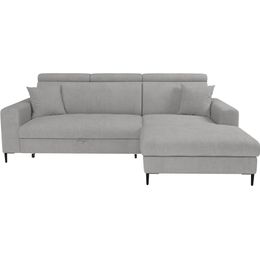 Ecksofa TRENDS BY HG "Nizza", b624 glow 15 light grau, B:250cm H:104cm T:166cm, 92% Polyester;8% Nylon, Sofas, Ecksofa, Schlaffunktion + Bettkasten