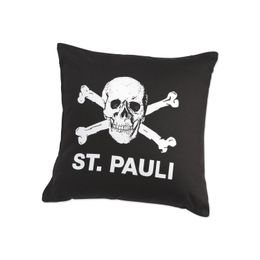 Dekokissen FC St. Pauli "FC St. Pauli Kissen FC St. Pauli Totenkopf", Gr. 1 Stk., schwarz, 100% Polyester, Dekokissen_Sitzkissen_Kissenh&uuml;llen