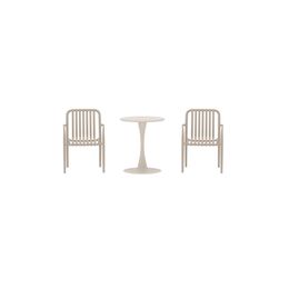 Balkonset VENTURE HOME "Limnos, kompaktes Outdoor-Set f&uuml;r den Au&szlig;enbereich", beige, B:54cm H:80cm T:60cm, Polypropylen, Stahl, Sitzm&ouml;bel-Sets, Balkonset, Sitzgruppe rund, Metallgestell, outdoor-geeignet