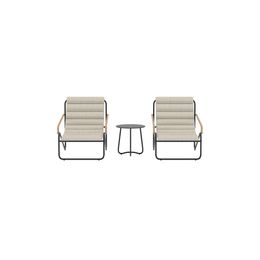 Gartenlounge-Set VENTURE HOME "Ithaka, gro&szlig;z&uuml;giges Outdoor-Set f&uuml;r hohen Sitzkomfort", beige, beige, schwarz, B:73,5cm H:93cm T:100cm, Polyester, Stahl, Sitzm&ouml;bel-Sets, Loungem&ouml;bel mit Stoffbezug, angenehm, weich