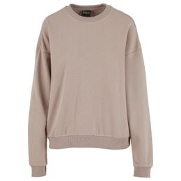 Sweater Urban Classics "Urban Classics Damen Ladies Oversized Light Terry Crewneck", Damen, Gr. S, beige (duskrose), 70% Baumwolle, 30% Polyester, unifarben, Rundhals, Sweatshirts Sweater