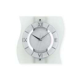 Funkwanduhr AMS "F5909", silber (transparent, silberfarben), Wanduhren, B/H/L: 32cm x 30cm, Quarzuhr,Holz,Glas,Wohnzimmer,Esszimmer,K&uuml;che,Arbeitszimmer,B&uuml;ro,Flur