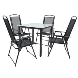 Garten-Essgruppe Vcm "5-tlg Sitzgruppe Gartenm&ouml;bel Tisch St&uuml;hle Set 80M", schwarz, B:80cm T:80cm, Obermaterial: 100% Metall MT., Sitzm&ouml;bel-Sets