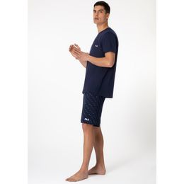 Shorty Fila "MAN JERSEY PYJAMAS", Herren, Gr. M, blau (navy), Jersey, Obermaterial: 100% Baumwolle, unifarben, regular fit kurz, Rundhals, Homewear-Sets Shorty, Hose gepunktet mit Gummizug, Shirt mit Rundhalsausschnitt