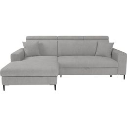 Ecksofa TRENDS BY HG "Nizza", b624 glow 15 light grau, B:250cm H:104cm T:166cm, 92% Polyester;8% Nylon, Sofas, Ecksofa, Schlaffunktion + Bettkasten